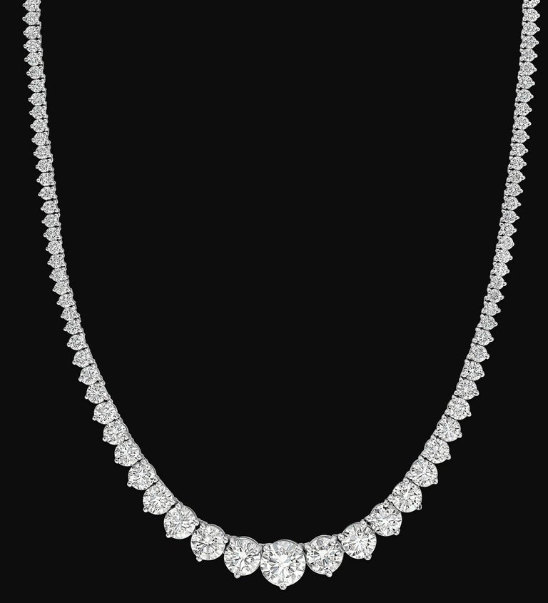 Graduated Tennis Necklace with 3-Prong Round Diamonds. D9.61ct.t.w. For ...