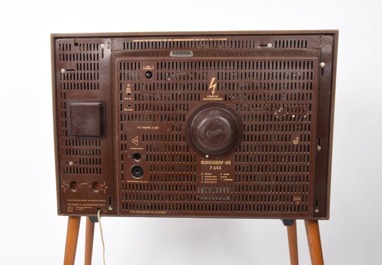 Graetz Burggraf Midcentury Wooden Floor German Television, 1960s at 1stDibs