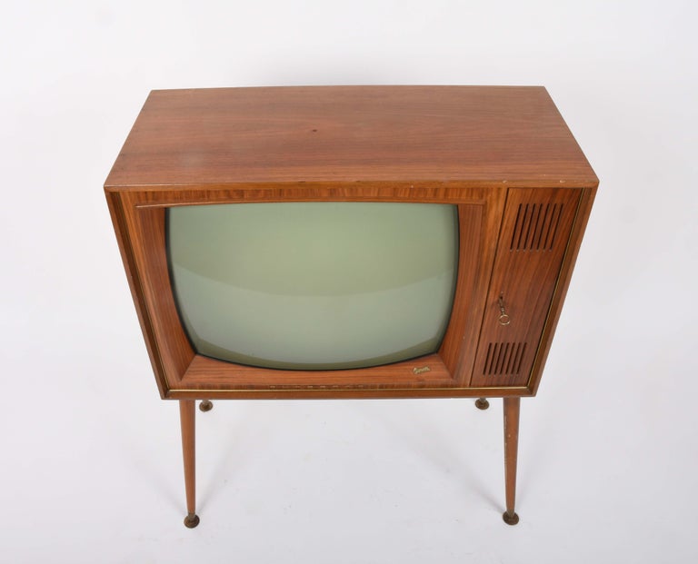 Graetz Burggraf Midcentury Wooden Floor German Television, 1960s at 1stDibs