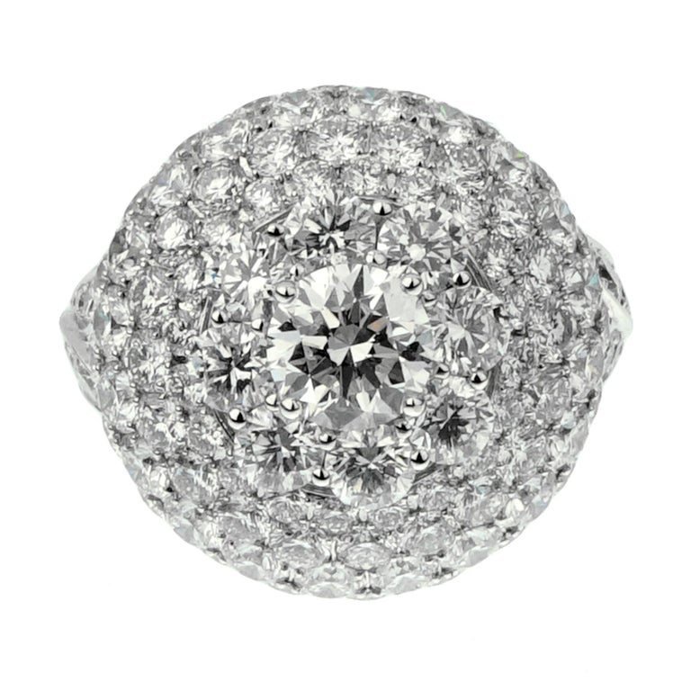 Graff 10.08ct Bombe Diamond White Gold Cocktail Ring For Sale at 1stDibs