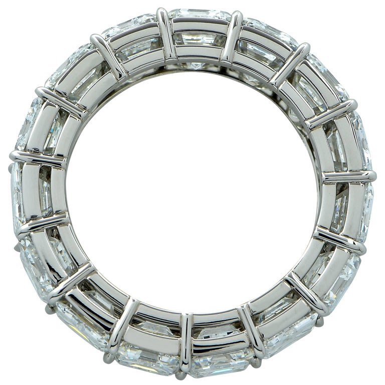 Graff 11.38 Carat Emerald Cut Diamond Eternity Band Box and Papers at ...