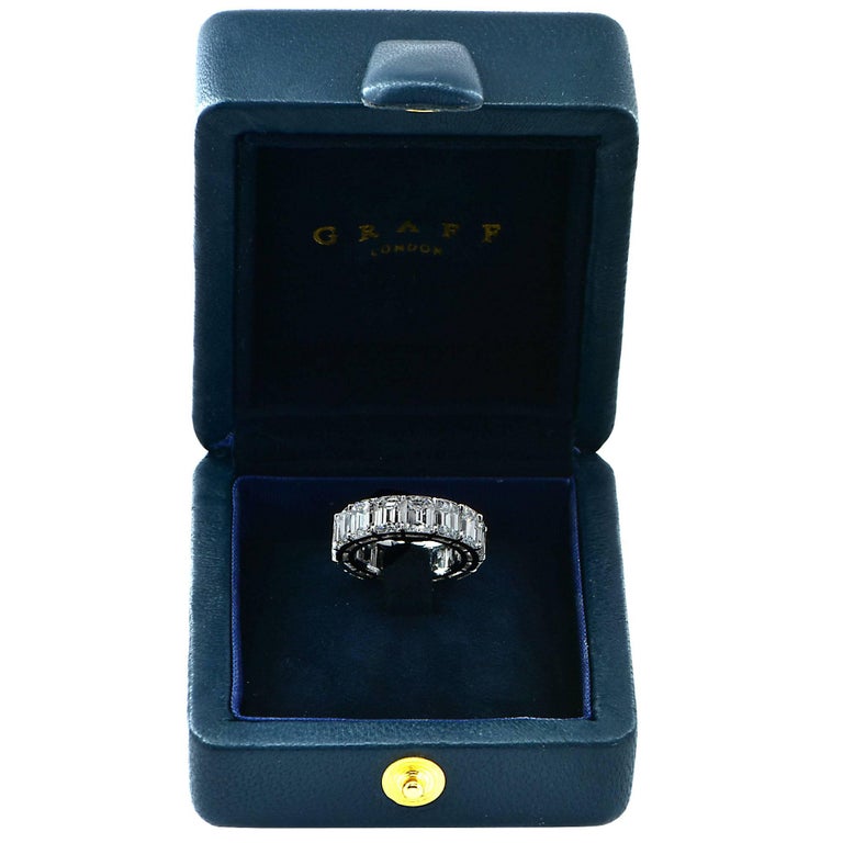 Graff 11.38 Carat Emerald Cut Diamond Eternity Band Box and Papers at ...