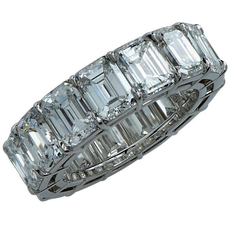 Graff 11.38 Carat Emerald Cut Diamond Eternity Band Box and Papers at ...