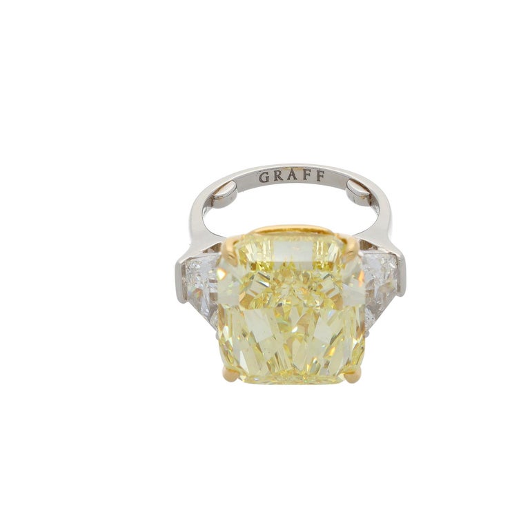 Graff 15.27 Carat Fancy Intense Yellow Radiant Cut GIA Cert Diamond ...