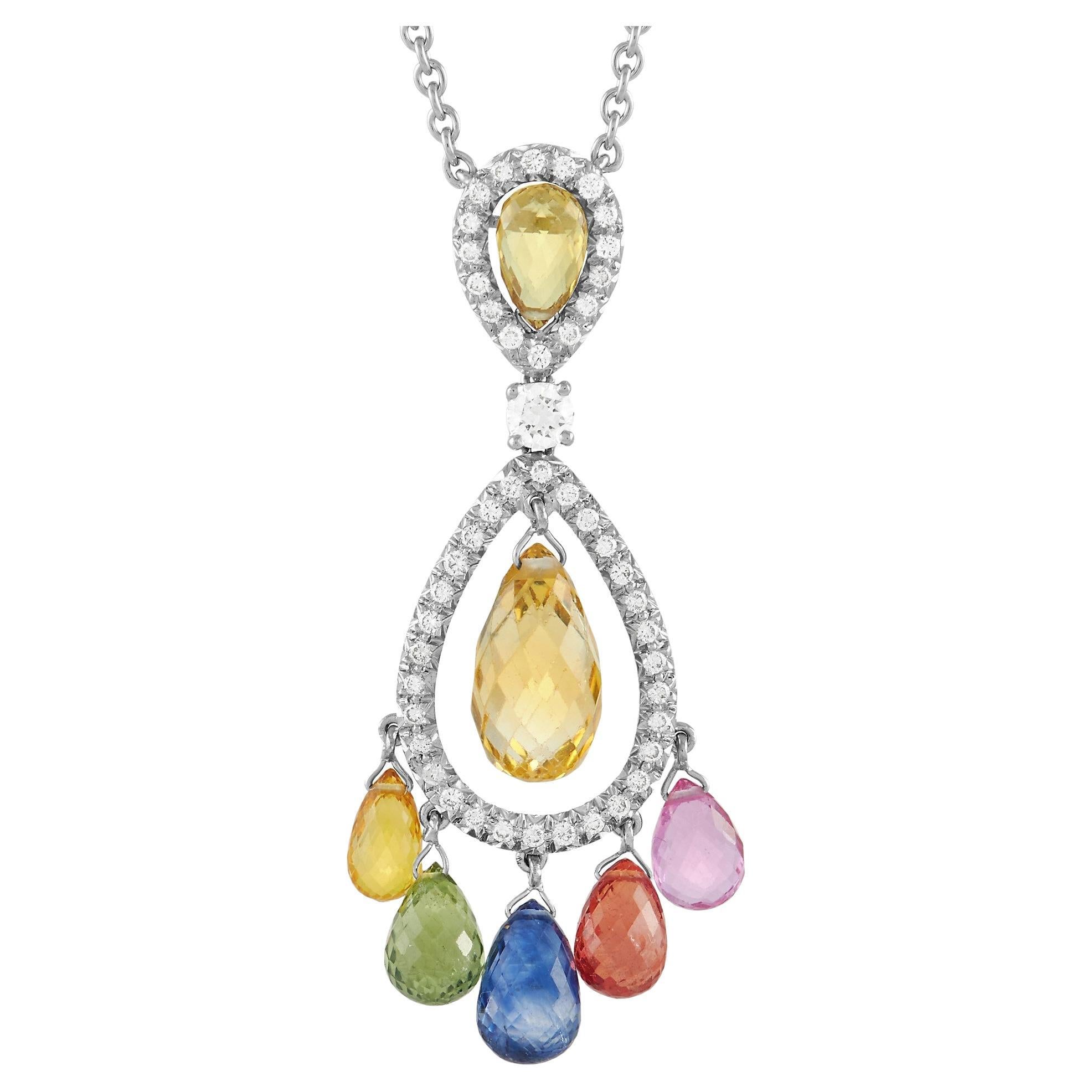 Amazing Multi-Colored Sapphire and Diamond Necklace For Sale at 1stDibs