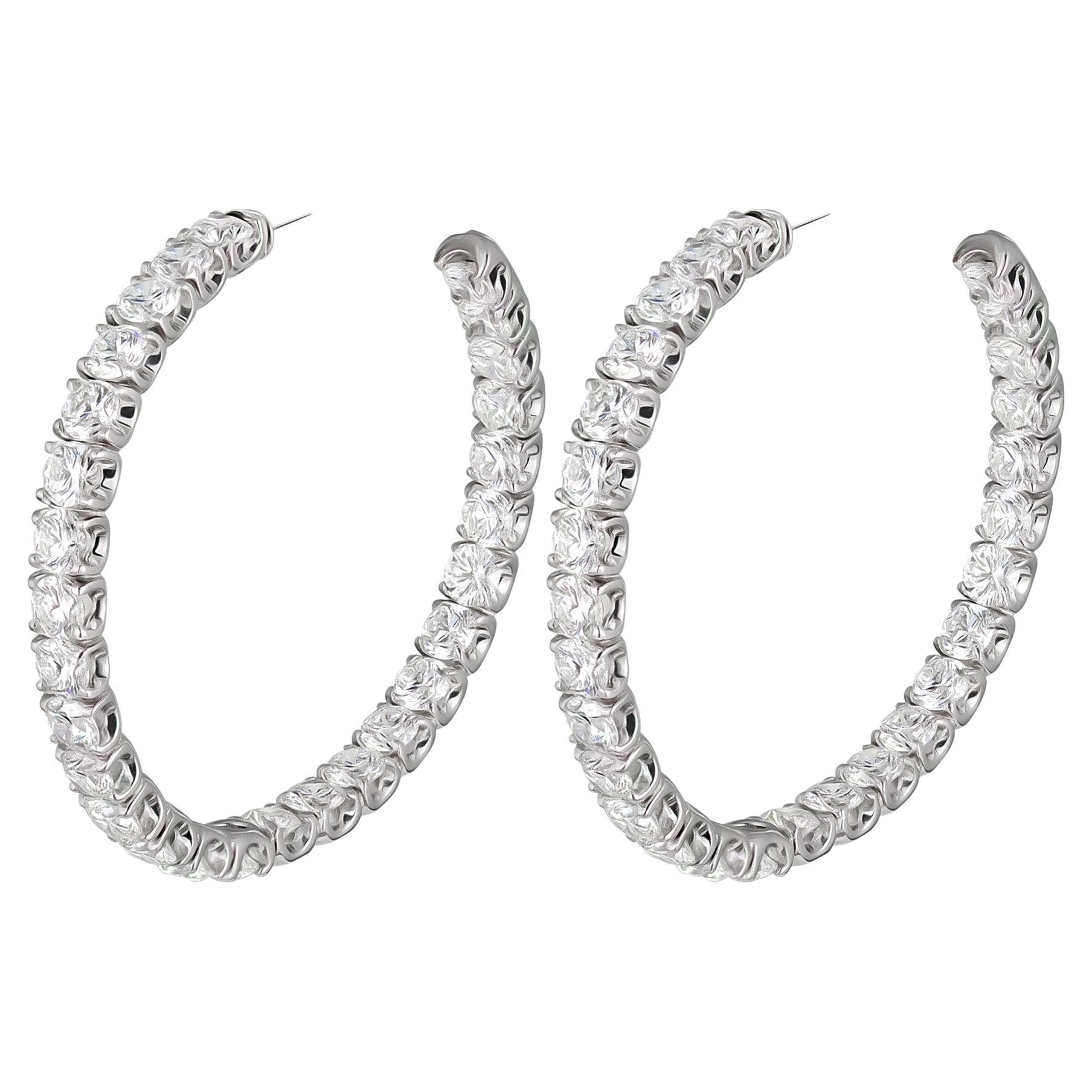 Graff 18K White Gold Diamond Hoops For Sale at 1stDibs