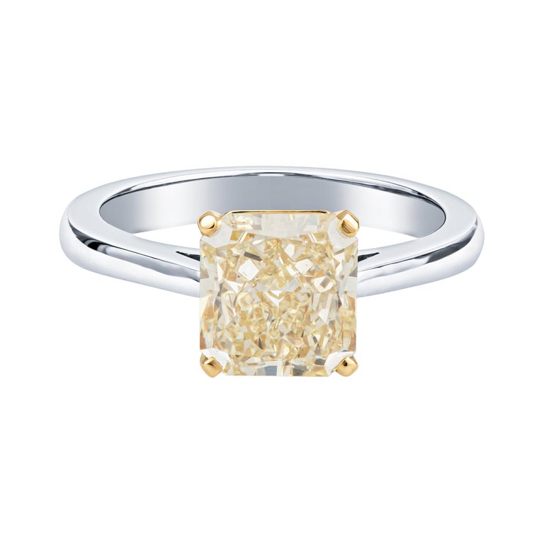 Graff 2.16ct Radiant Cut Fancy Light Yellow VS2 'GIA' Diamond Solitaire ...