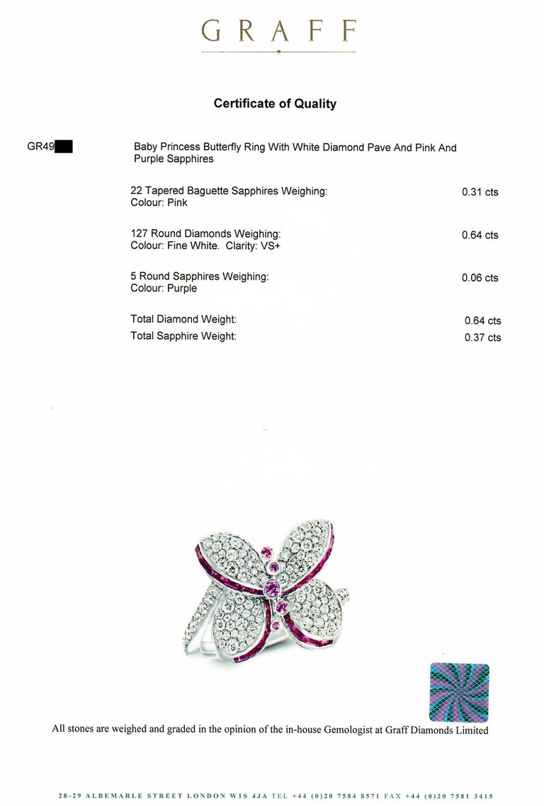 Graff Baby Princess Butterfly with Pave Diamond and Pink and Purple ...