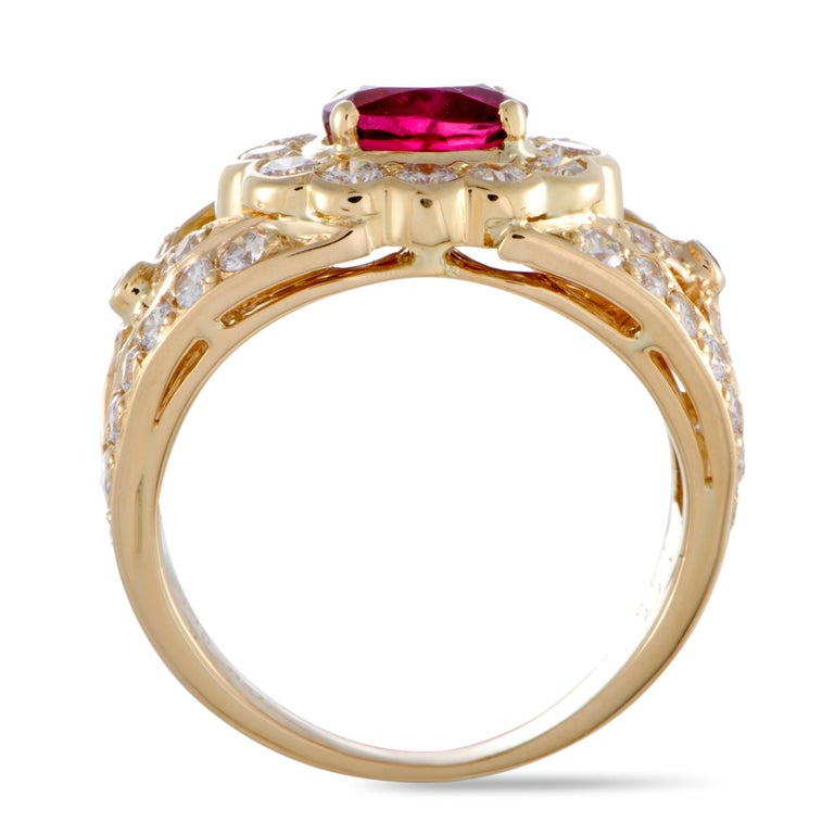 Graff Diamond and Ruby Yellow Gold Cocktail Ring at 1stDibs