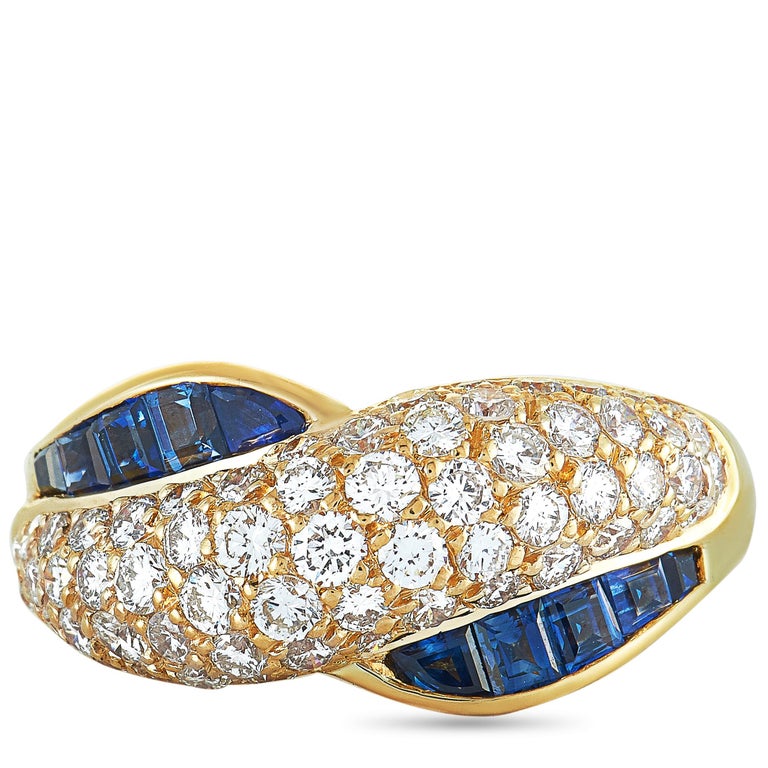 Graff Diamond and Sapphire Yellow Gold Band Ring at 1stDibs