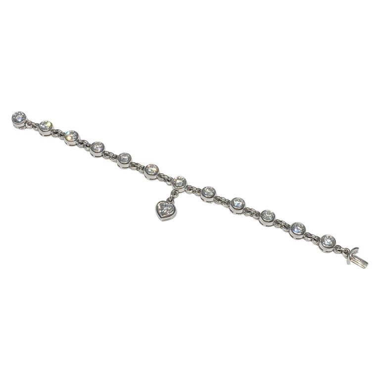 Graff Diamond Bracelet with Heart Shape Charm at 1stDibs