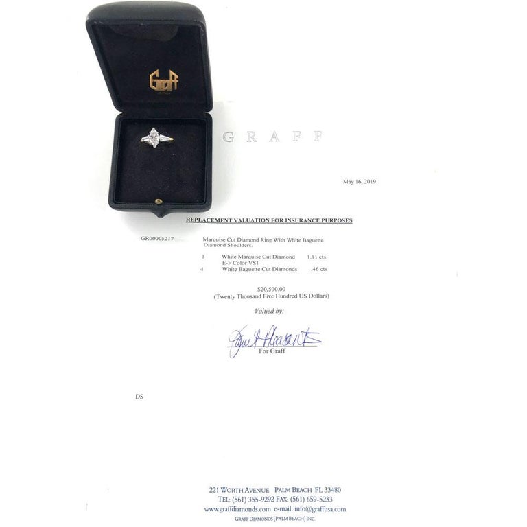 Graff Diamond Marquise Engagement Ring Box and Papers at 1stDibs ...