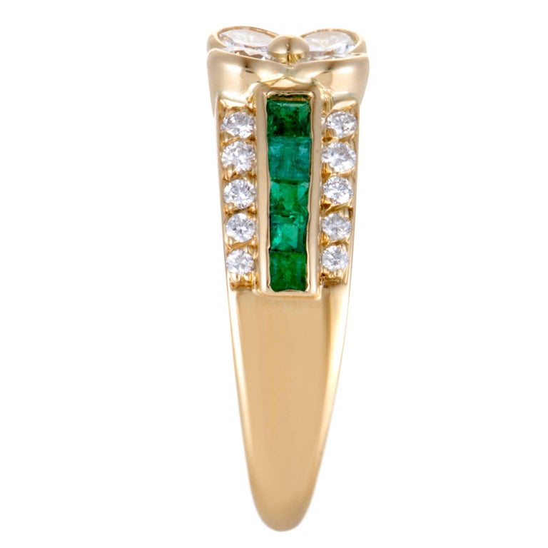 Graff Emerald and Diamond Gold Flower Cocktail Ring at 1stDibs