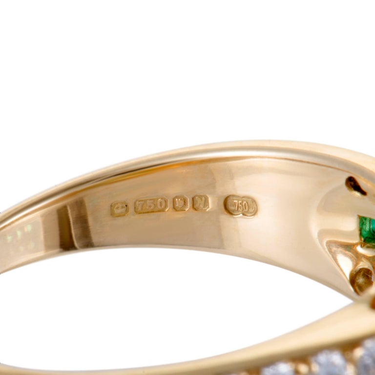 Graff Emerald and Diamond Gold Flower Cocktail Ring at 1stDibs