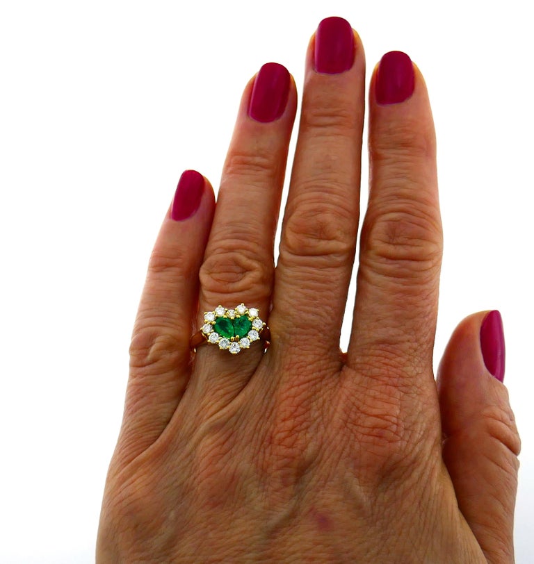 Graff Emerald Diamond Yellow Gold Heart Ring at 1stDibs | graff heart ...