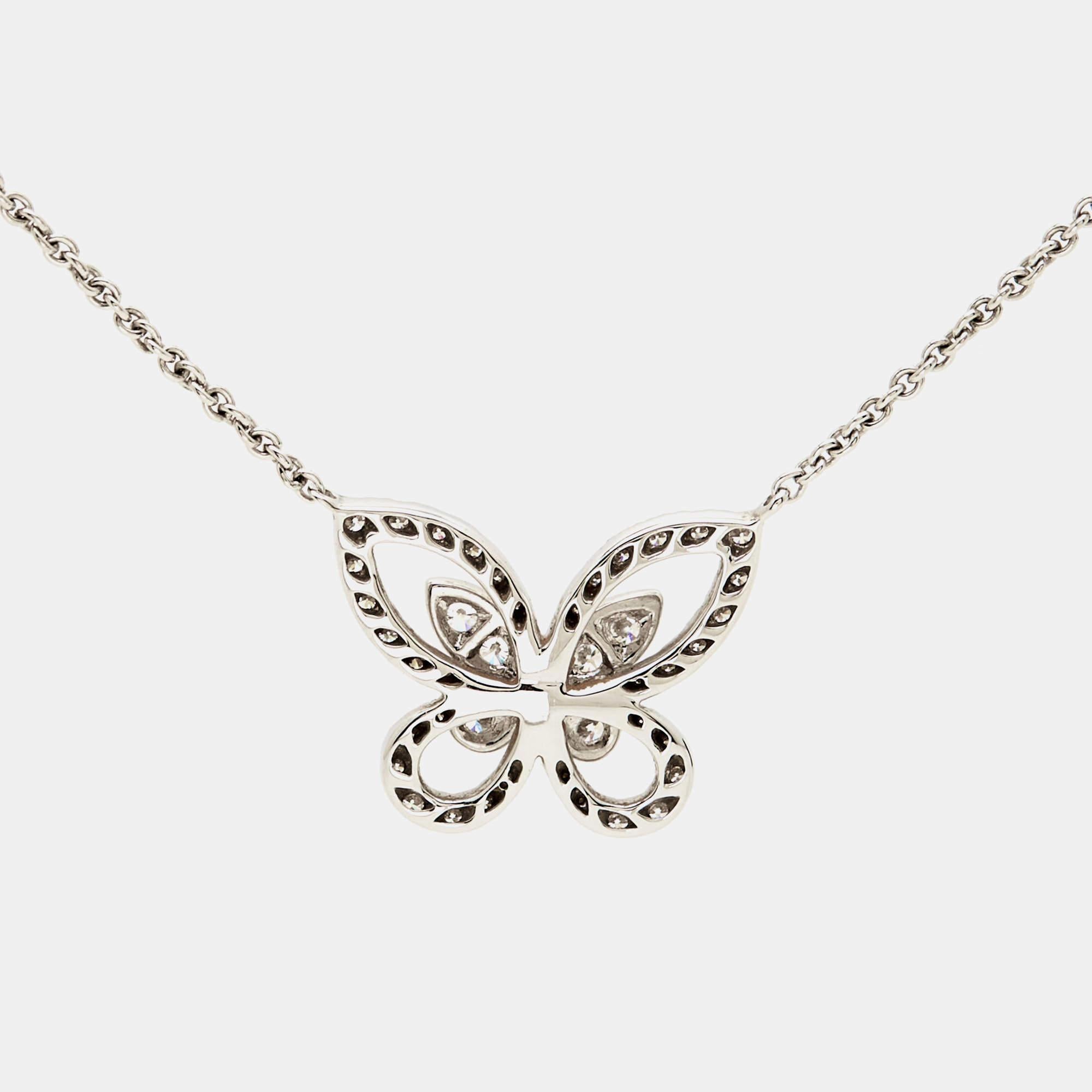 Graff Multi Butterfly Silhouette Diamond 18k White Gold Pendant ...