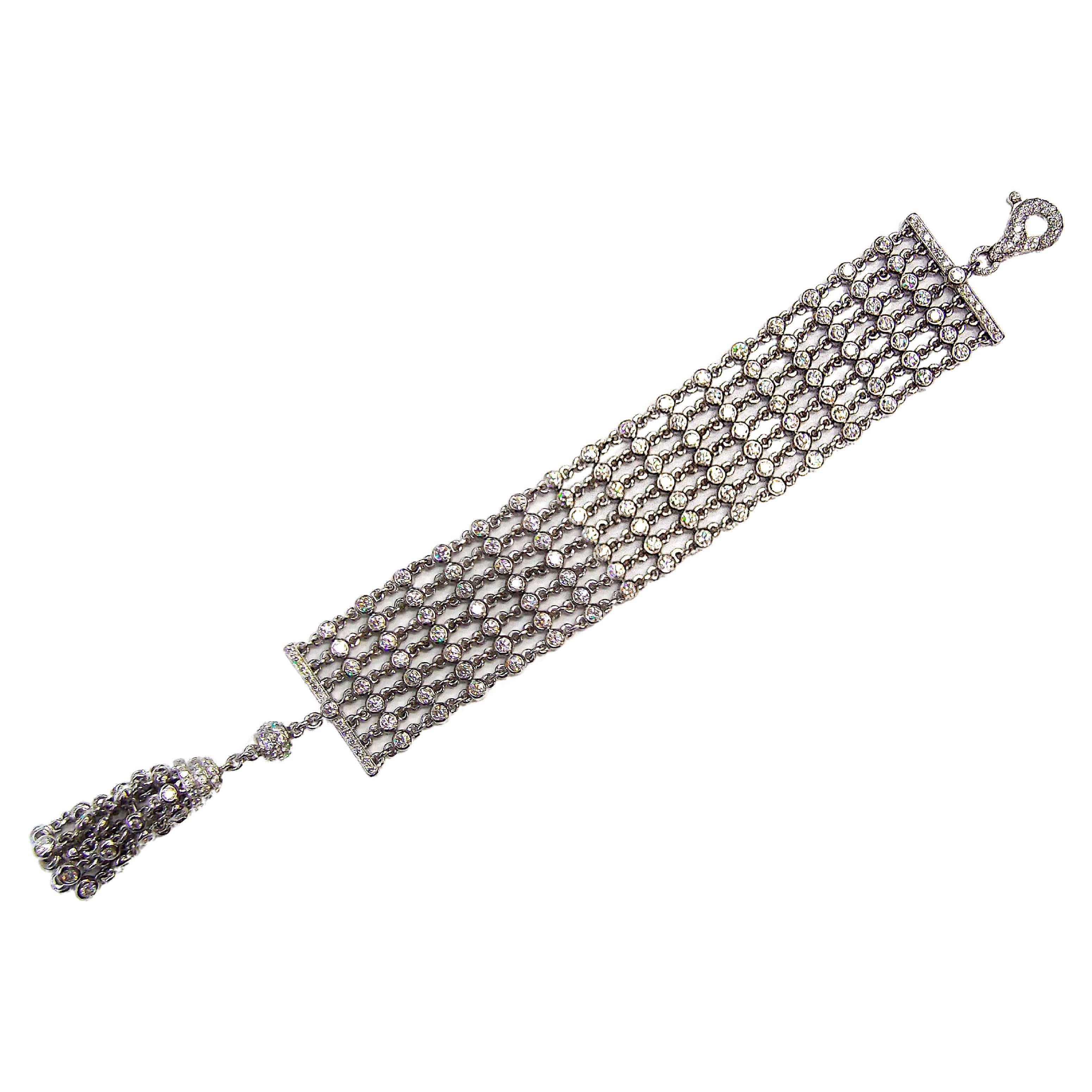 Graff Multistrand Platinum Diamond Chain Tassel Adjustable Bracelet For ...