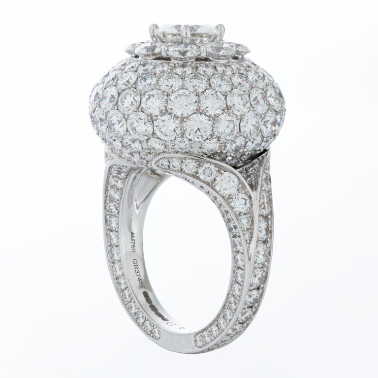Graff Pave Diamond Bombe Ring in 18kwg with 1.00ct G/VVS2 Round Diamond ...