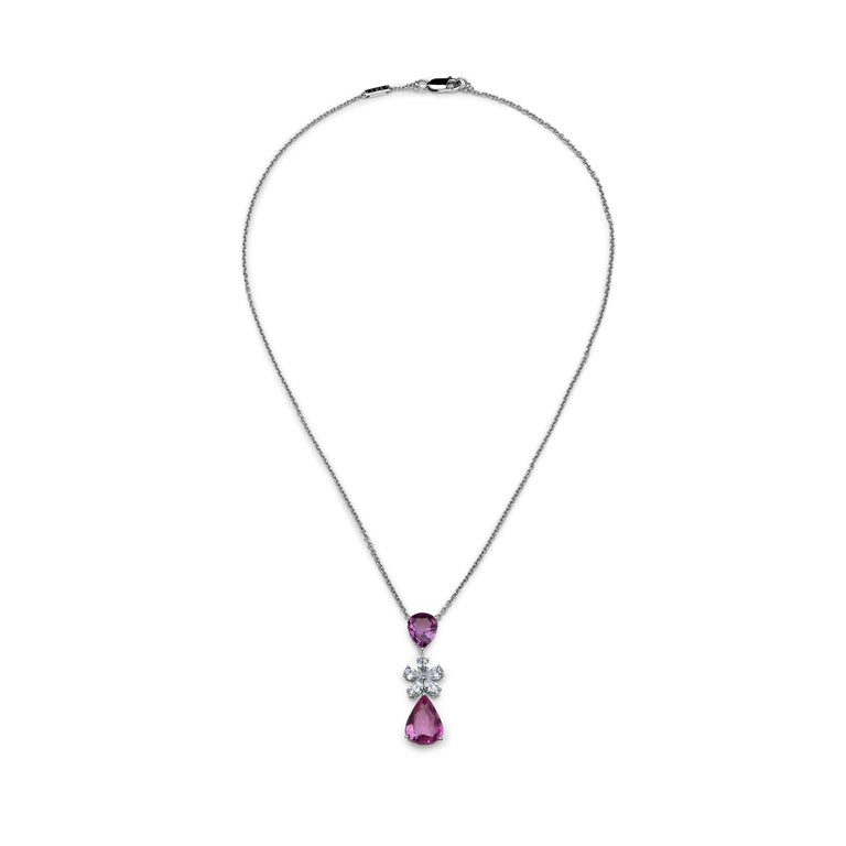 Graff Pink Sapphire and Diamond Flower Motif Pendant Necklace For Sale ...