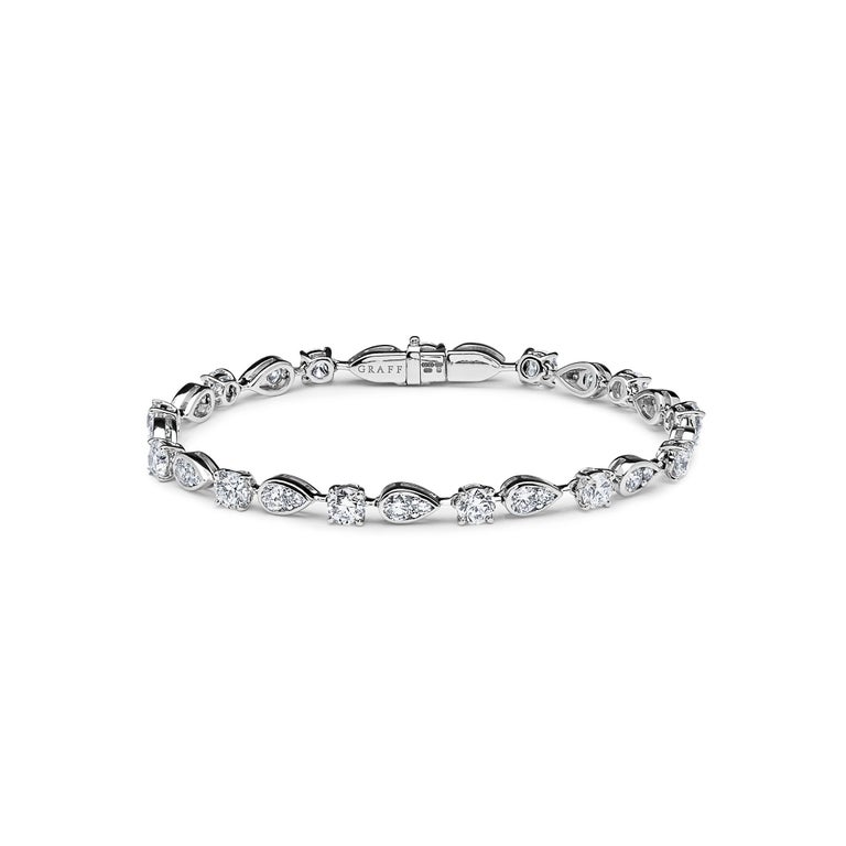 Graff Platinum and White Gold Multi Shape Diamond Bracelet For Sale at ...
