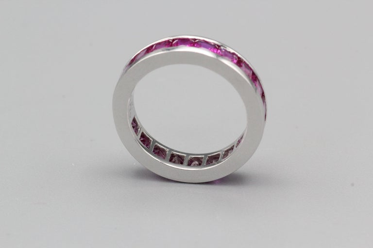 Graff Princess-Cut Ruby and Platinum Band at 1stDibs