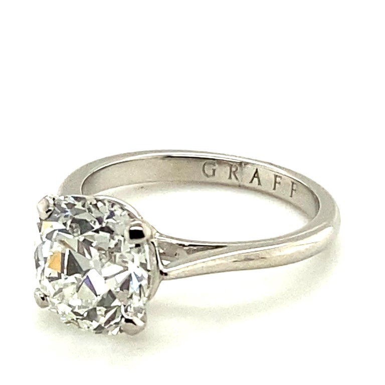 Graff Ring in 18 Karat White Gold Set with a 3.14 Ct Cushion-Shaped ...