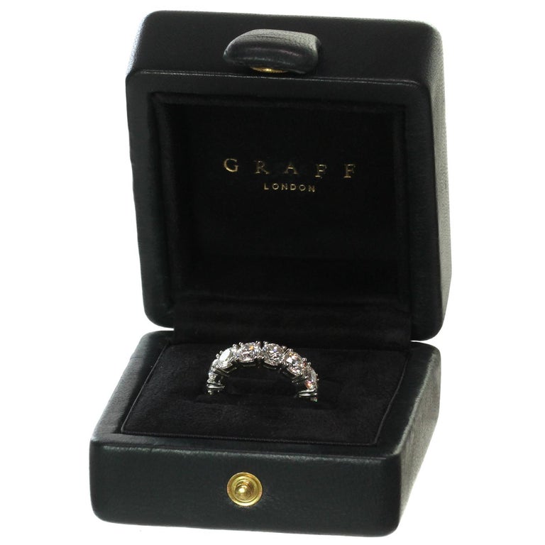 Graff Round Diamond Platinum Wedding Band Ring GIA Box For Sale at ...