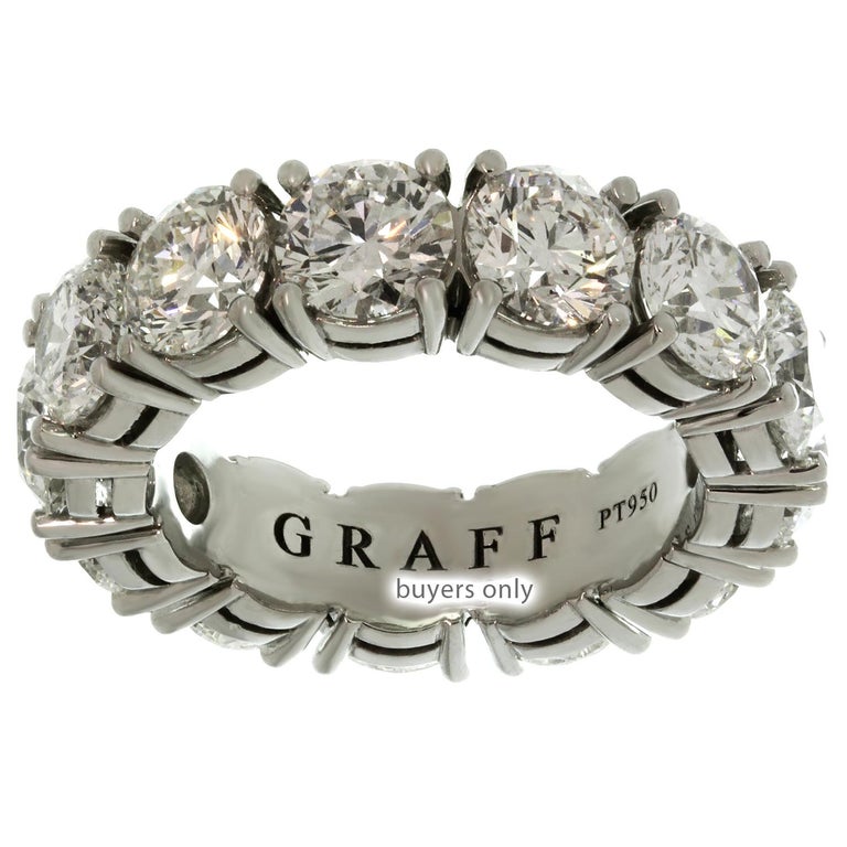 Graff Round Diamond Platinum Wedding Band Ring GIA Box For Sale at ...
