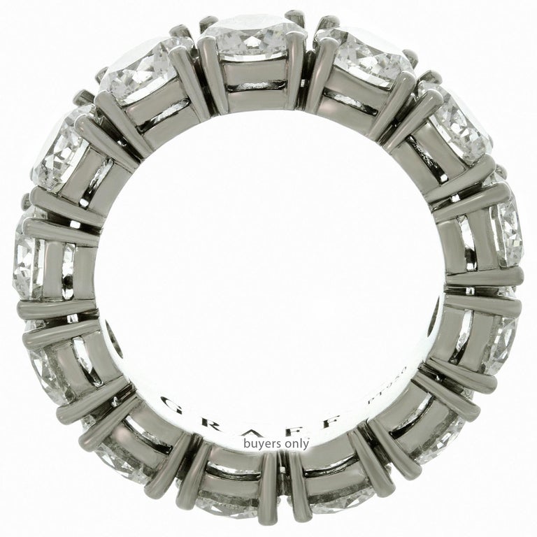 Graff Round Diamond Platinum Wedding Band Ring GIA Box For Sale at 1stdibs