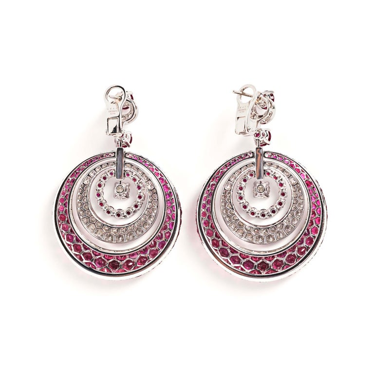 Graff Ruby and Diamond Pendant Earrings For Sale at 1stDibs