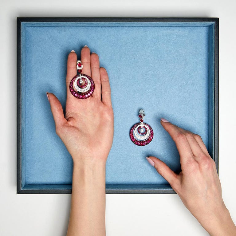 Graff Ruby and Diamond Pendant Earrings For Sale at 1stDibs