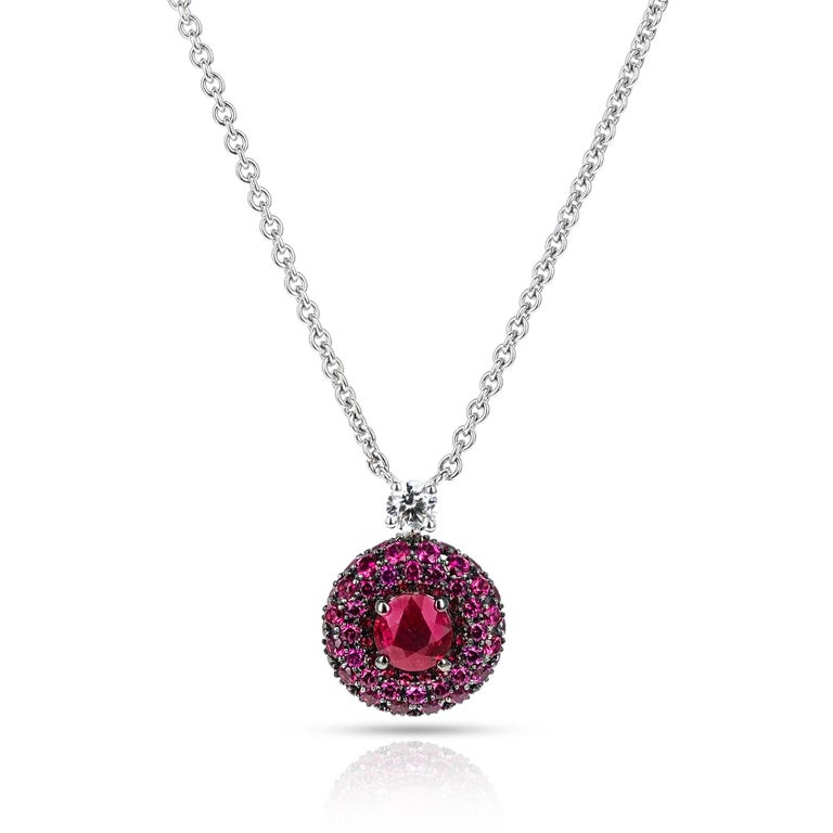 Graff Ruby and Diamond Pendant Necklace, White Gold For Sale at 1stDibs