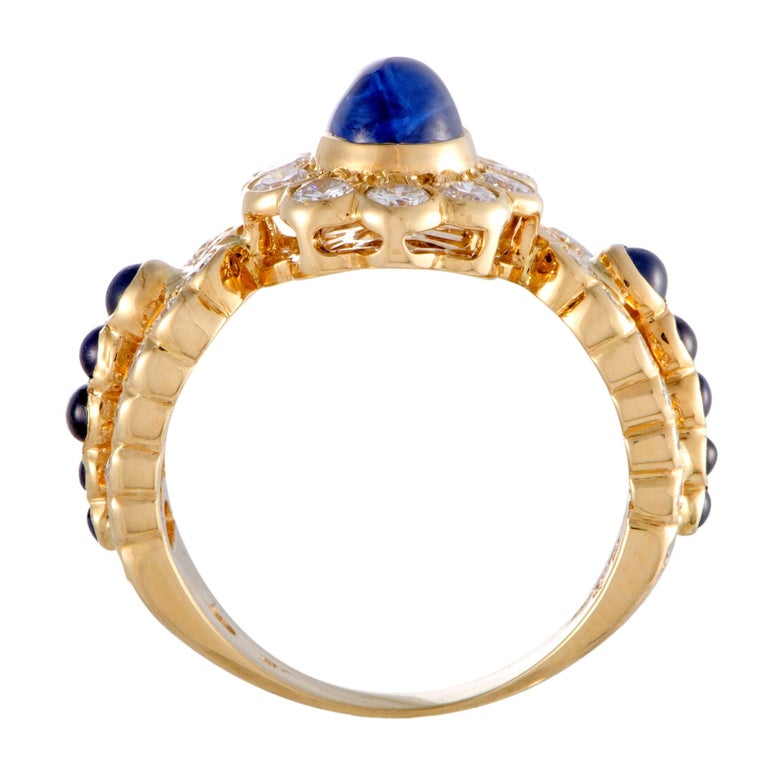 Graff Sapphire and Diamond Gold Floral Band Ring at 1stDibs