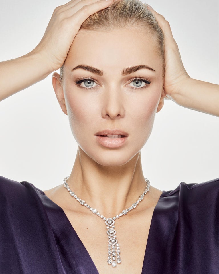 Graff White Gold Diamond Drop Necklace TTW 42.56cts For Sale at 1stDibs