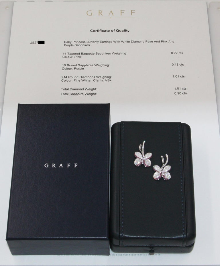 Graff White Gold Princess Butterfly w/Diamonds and Pink and Purple ...