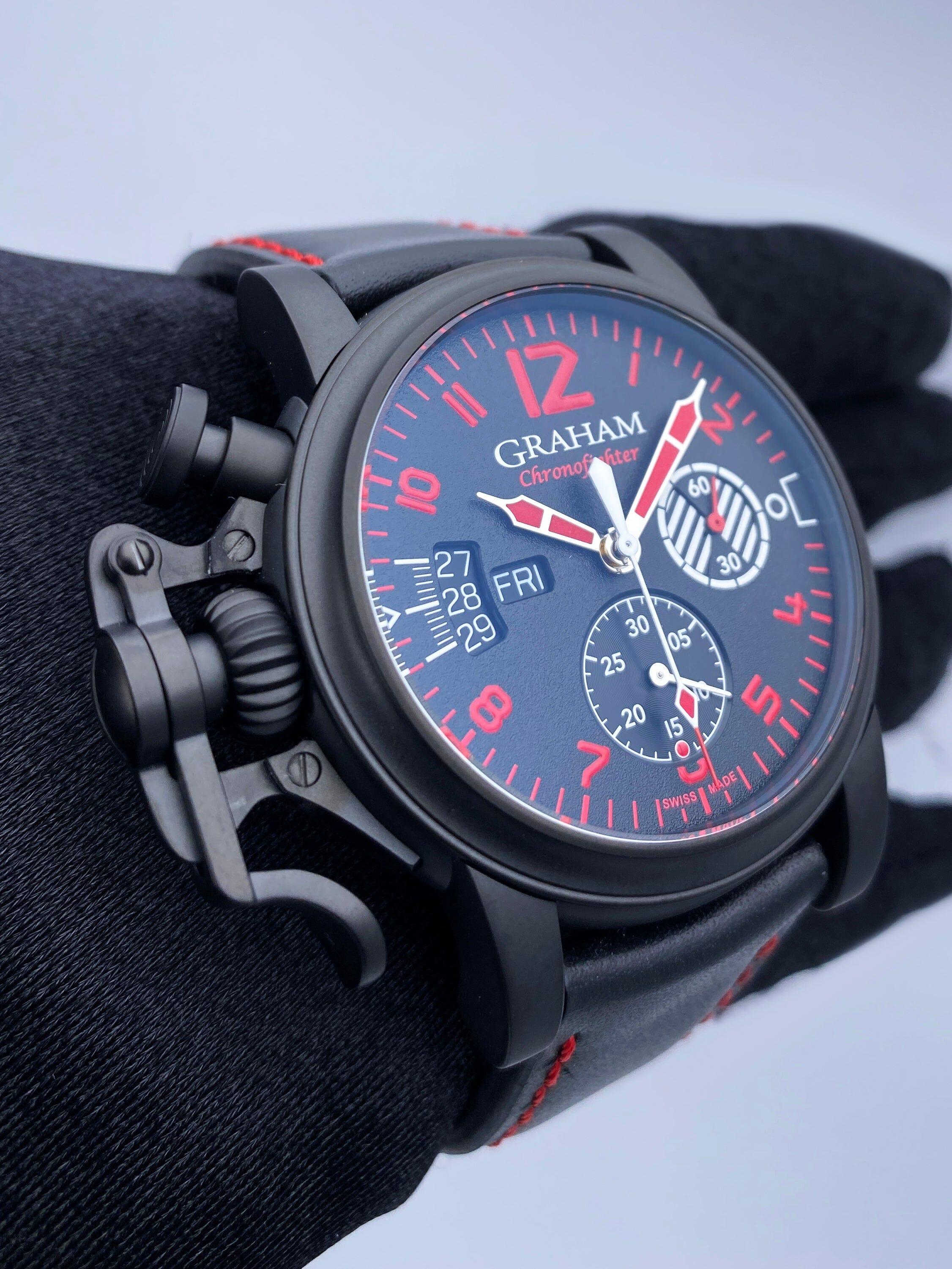 Graham Chronofighter Vintage Aviator "DLC Red Limited Edition" Watch ...