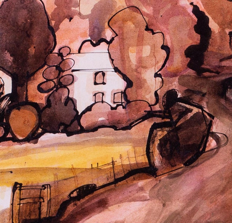 Graham Clarke - British, 20th Century landscape painting, ochres and ...
