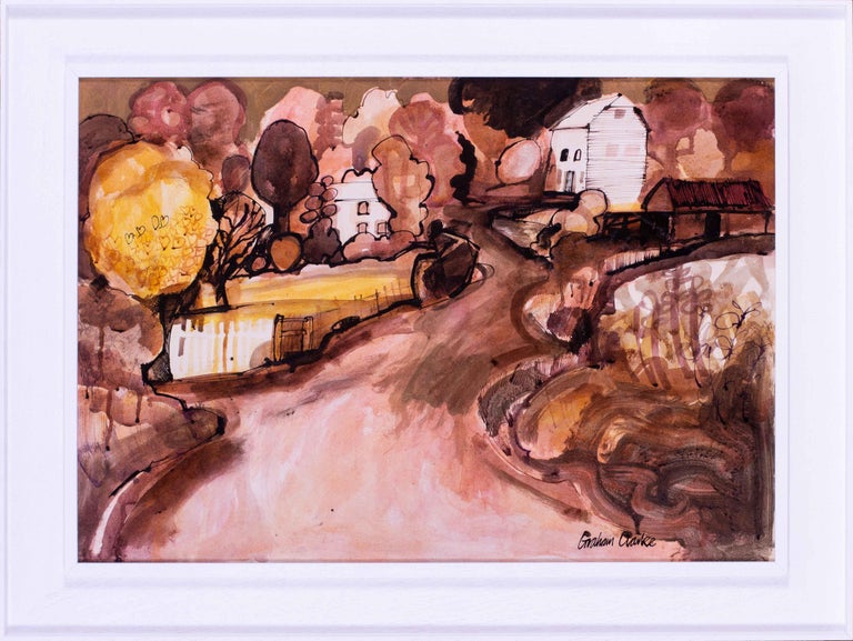 Graham Clarke - British, 20th Century landscape painting, ochres and ...