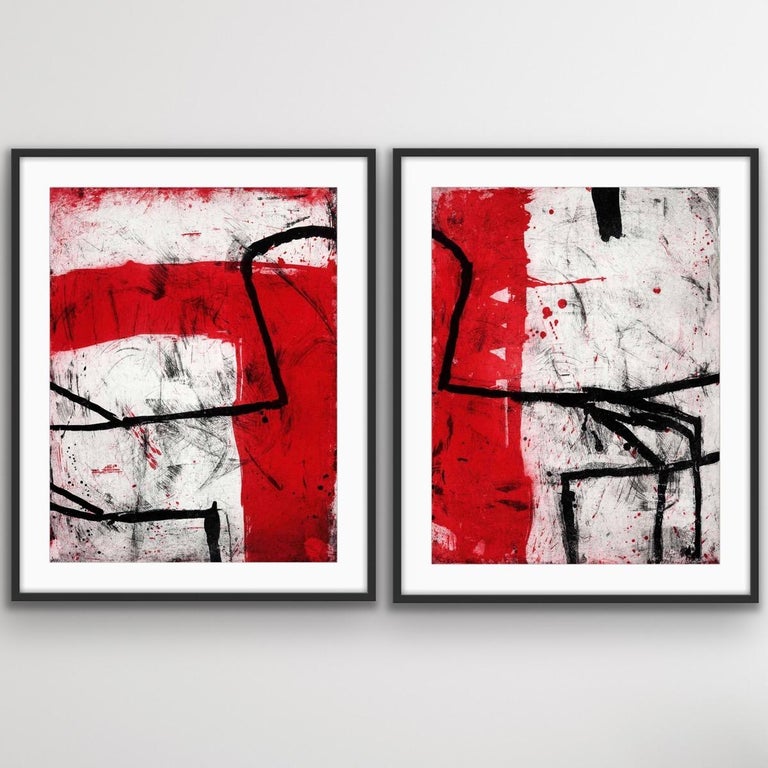 Graham Fransella - Figure At Crossing, Expressionist Figurative Print ...