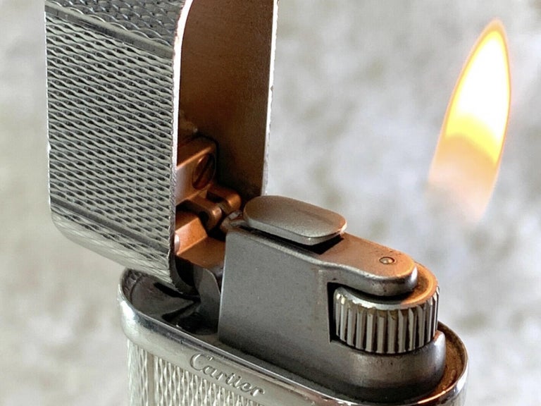 Grain D'orge, Must de Cartier, Silver Platinum Vintage Lighter For Sale ...
