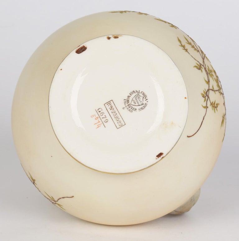 Grainger Worcester Floral Decorated Blush Ivory Porcelain Jug, 1894 For ...