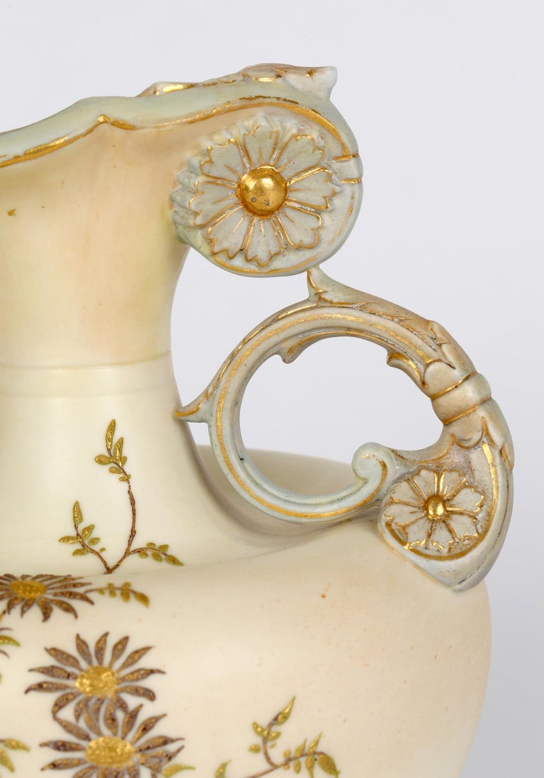 Grainger Worcester Floral Decorated Blush Ivory Porcelain Jug, 1894 For ...
