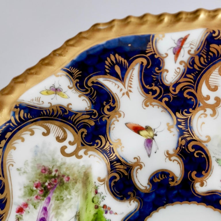 Grainger Worcester Porcelain Plate, Blue Scale, Sevres Birds and ...