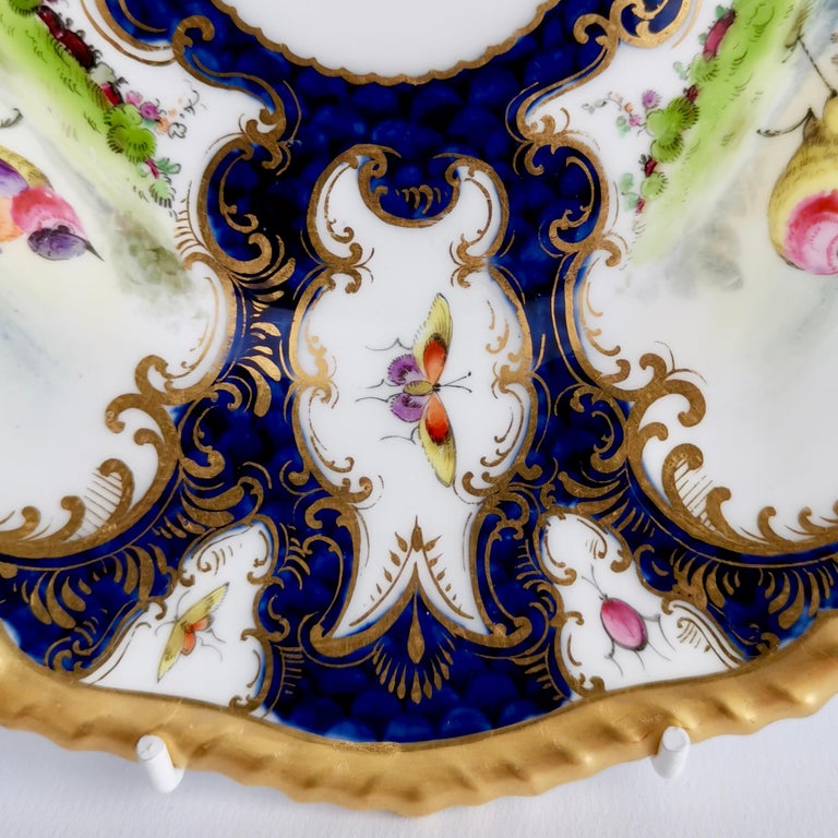 Grainger Worcester Porcelain Plate, Blue Scale, Sevres Birds and ...