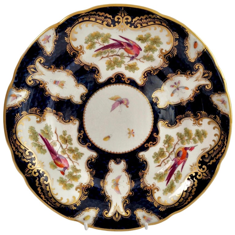 Grainger Worcester Porcelain Plate, Blue Sèvres Birds and Insects circa ...
