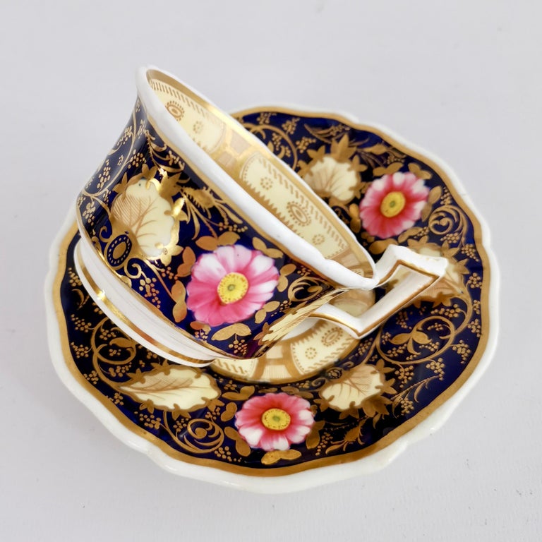 Grainger Worcester Teacup, Cobalt Blue with Pink Roses, Regency, circa ...