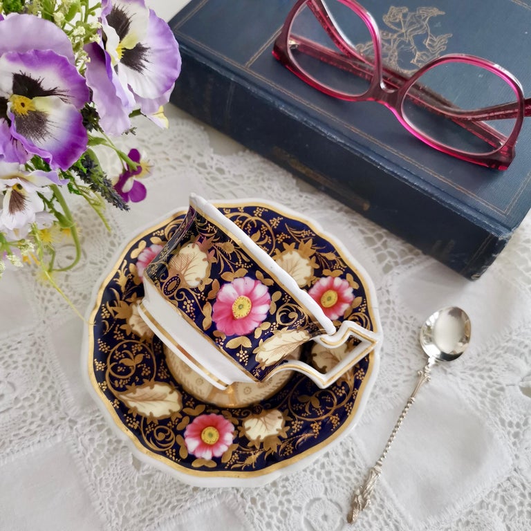 Grainger Worcester Teacup, Cobalt Blue with Pink Roses, Regency, circa ...