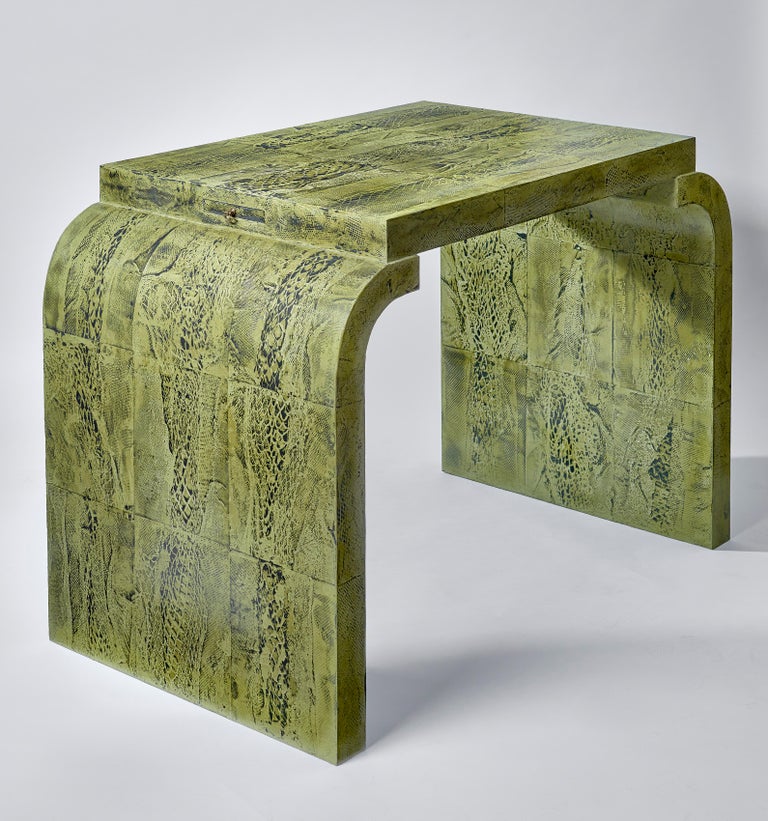 Gramercy Game Table in Python Faux Finish with two pull out drink ...