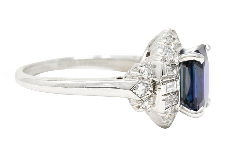 Granat Bros. 1950s 3.70 Carats No-Heat Sapphire Diamond Platinum ...