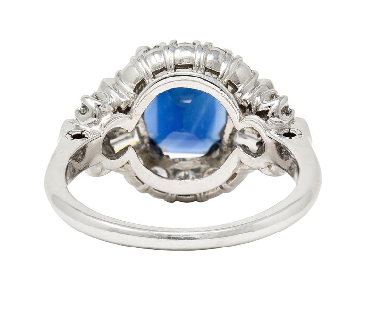 Granat Bros. 1950s 3.70 Carats No-Heat Sapphire Diamond Platinum ...